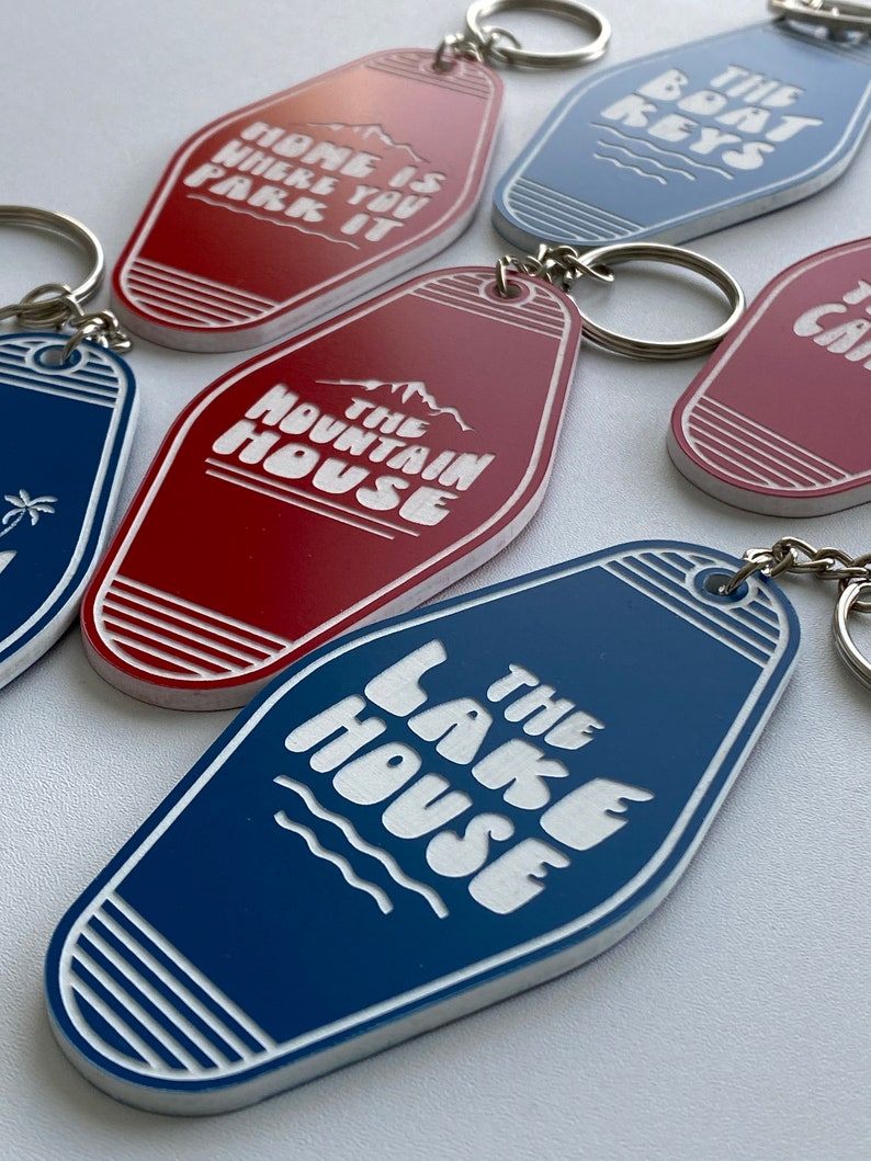Customizable Retro Motel Keychains Vacation Beach Lake - Etsy