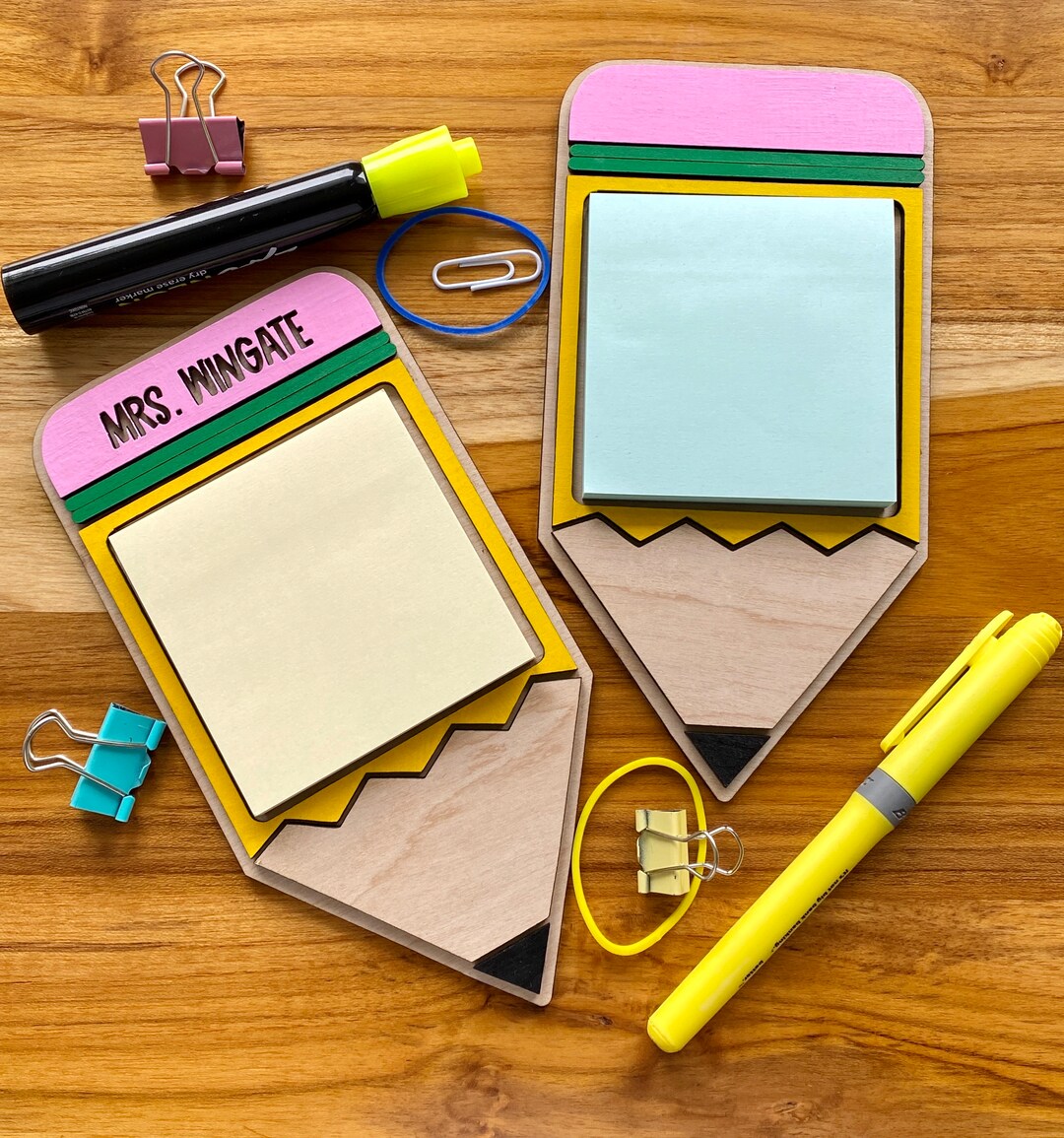 Teacher Sticky Note Holder, Pencil Sticky Note Holder, Teacher Gift ...