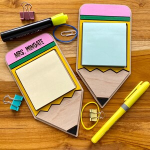 Teacher Sticky Note Holder, Pencil Sticky Note Holder, Teacher Gift ...