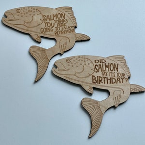 Salmon Wood Card, Fishing Card, Card for Fisherman, Birthday Card ...