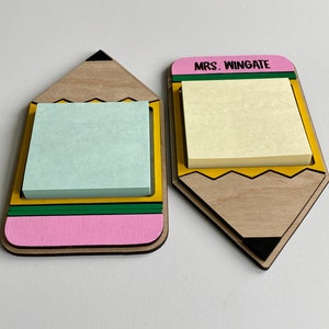 Teacher Sticky Note Holder, Pencil Sticky Note Holder, Teacher Gift ...