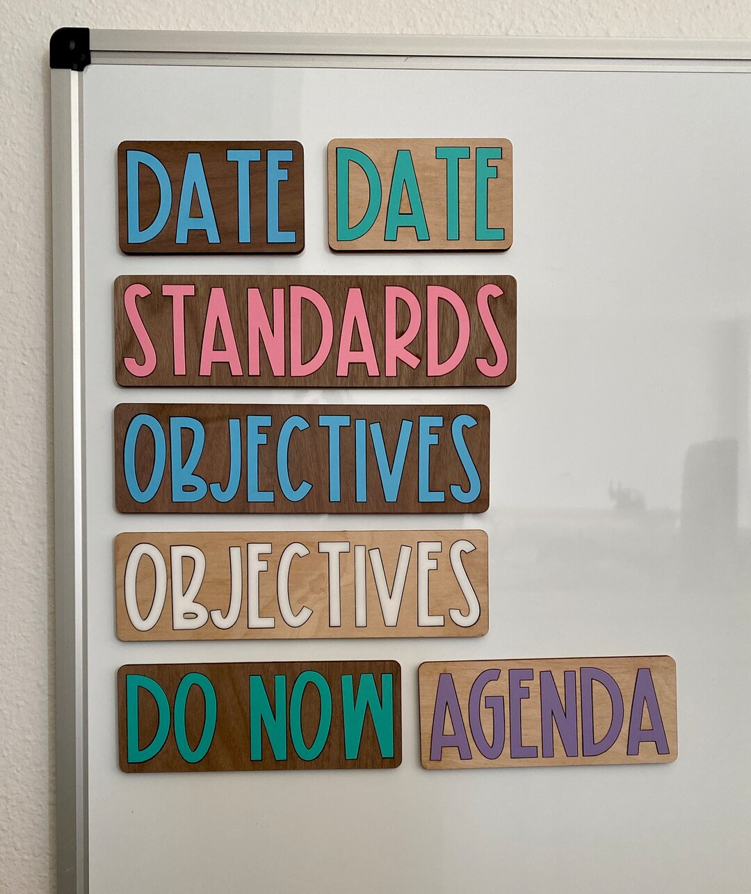 Teacher Whiteboard Agenda Board Magnets - Wood and Acrylic - Customized ...