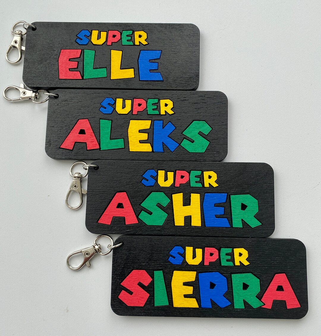 Personalized Mario Backpack Tags Mario Magnet Mario Inspired Name Tag ...