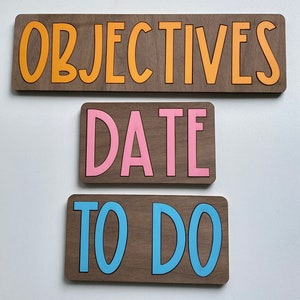 Teacher Whiteboard Agenda Board Magnets - Wood and Acrylic - Customized ...