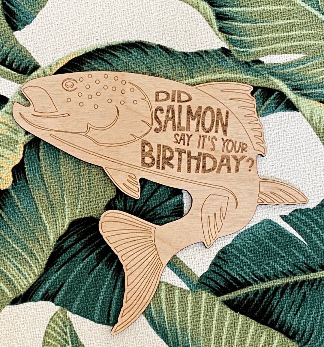 Salmon Wood Card, Fishing Card, Card for Fisherman, Birthday Card ...