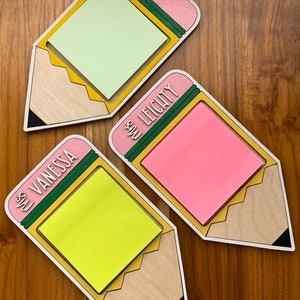 Teacher Sticky Note Holder, Pencil Sticky Note Holder, Teacher Gift ...