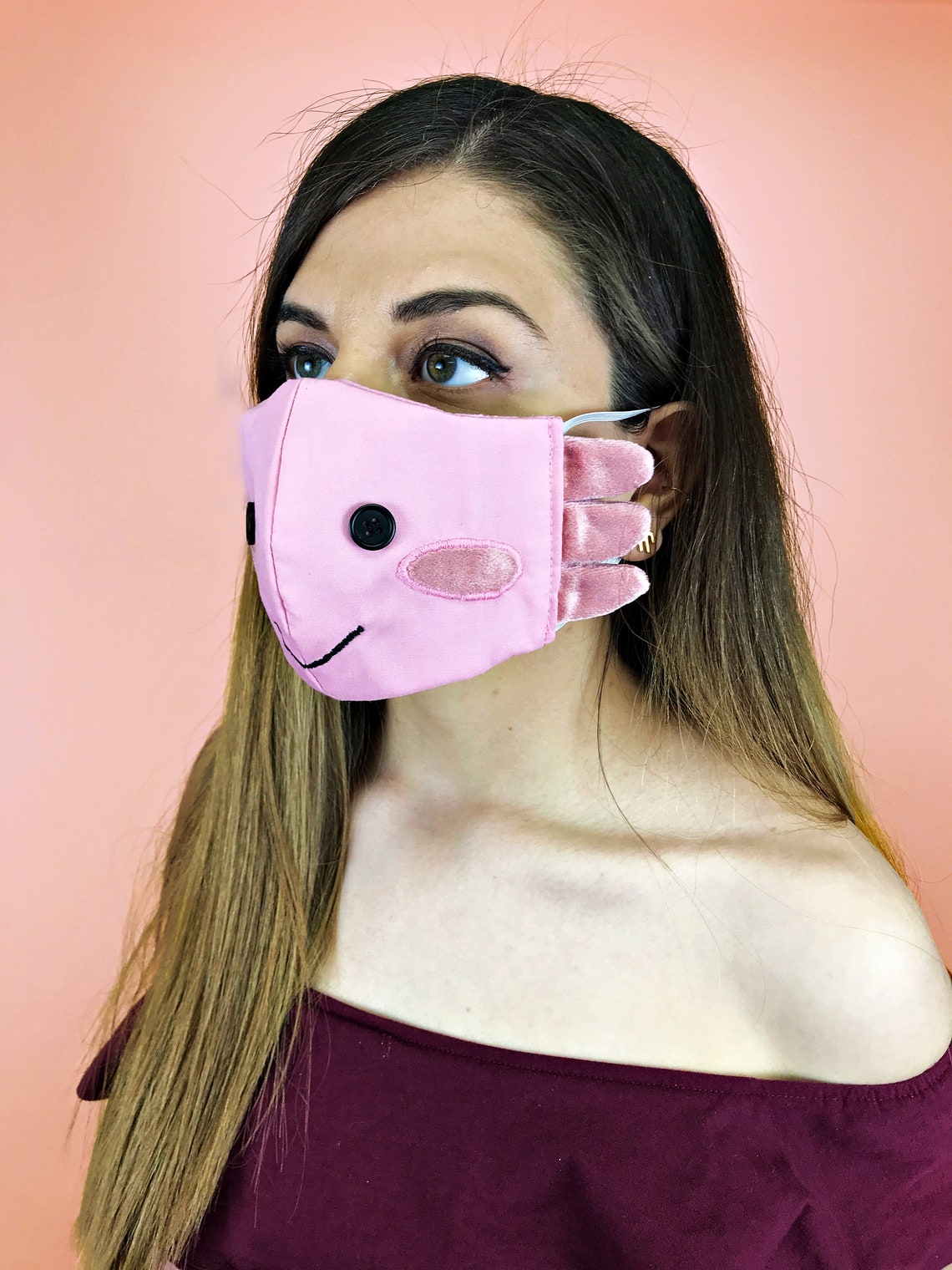 Pink Cotton Axolotl Salamander Face Mask - Etsy