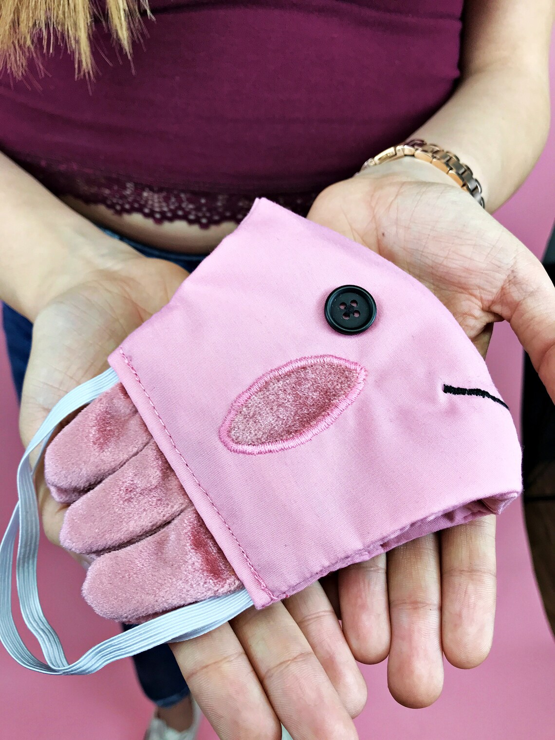 Pink Cotton Axolotl Salamander Face Mask - Etsy
