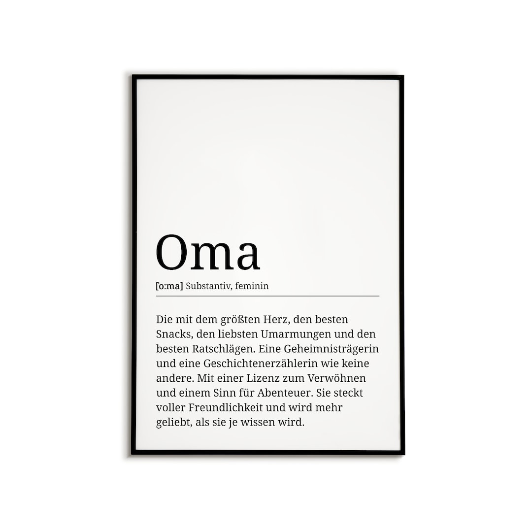 Oma Poster Definition Großmutter Muttertag Geschenk Wandbild - Etsy