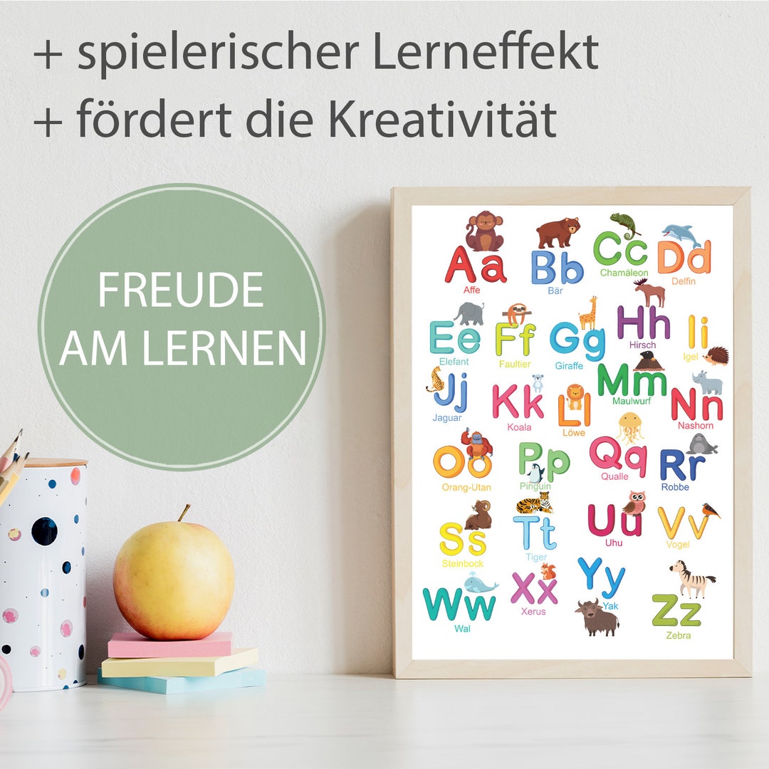 Tigerlino® Kinderposter Tiere ABC Lernposter Kinderzimmer - Etsy