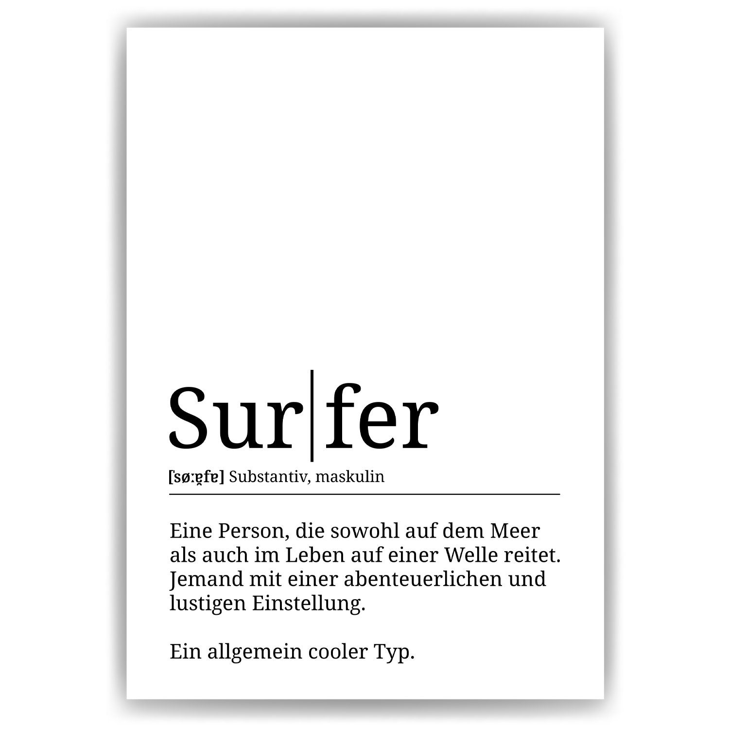 Surfer Poster Definition Surfer Geschenk Wandbild Wohnzimmer Küche ...