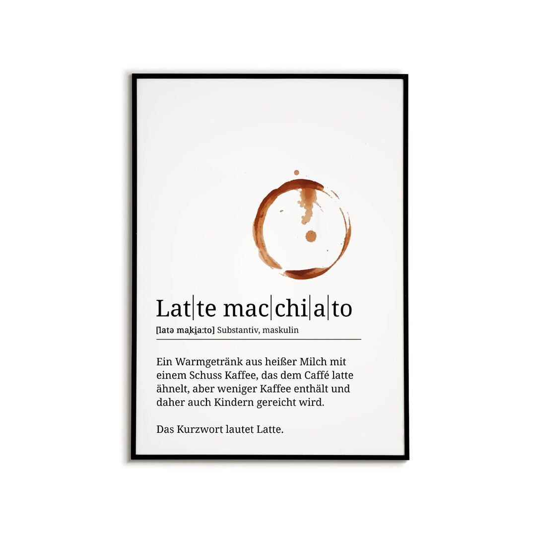 Latte Macchiato Poster Definition Kaffee Wandbild Barista - Etsy