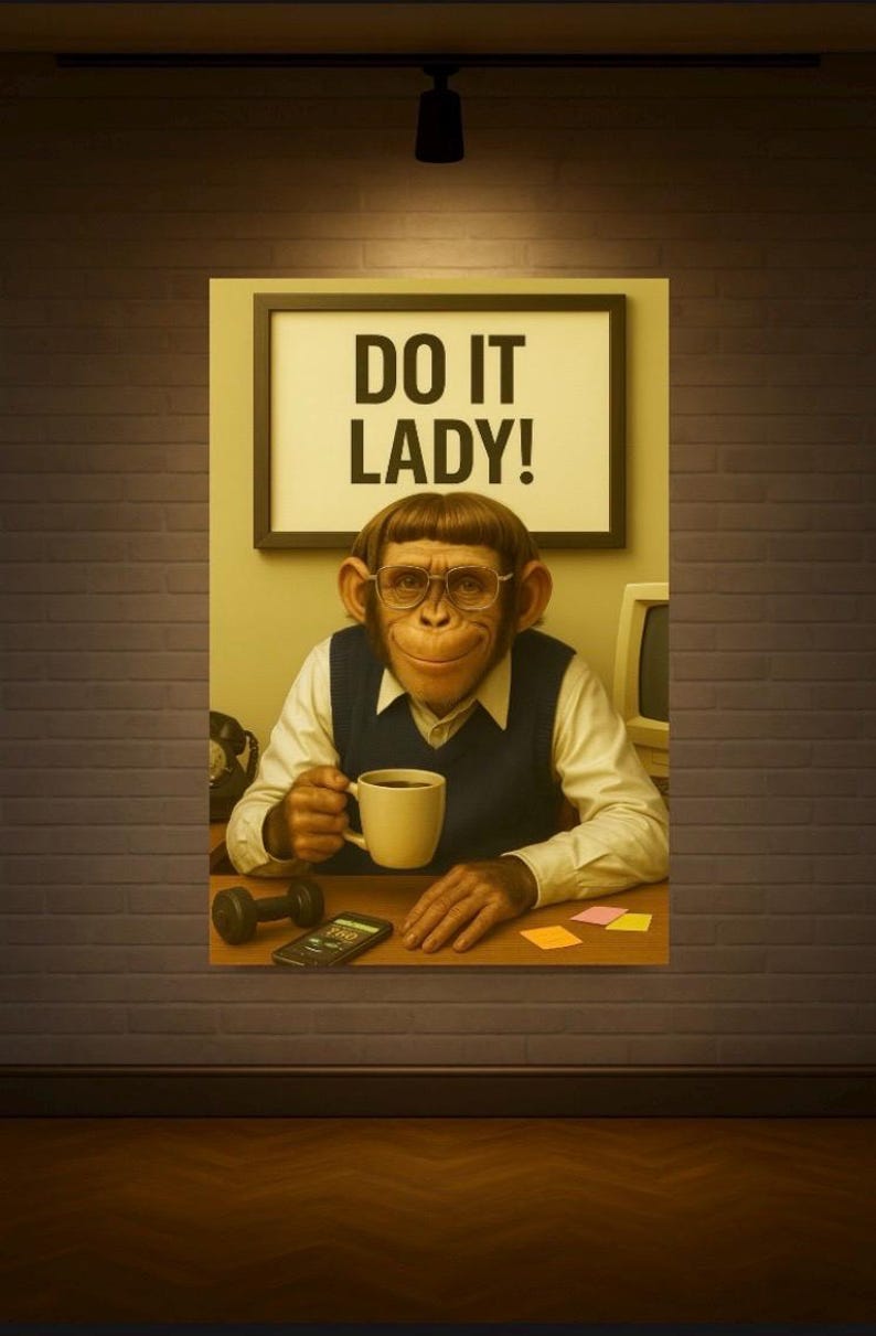 Funny Office Wall Art – Do It Lady Printable Retro (chit Chimp) Poster ...