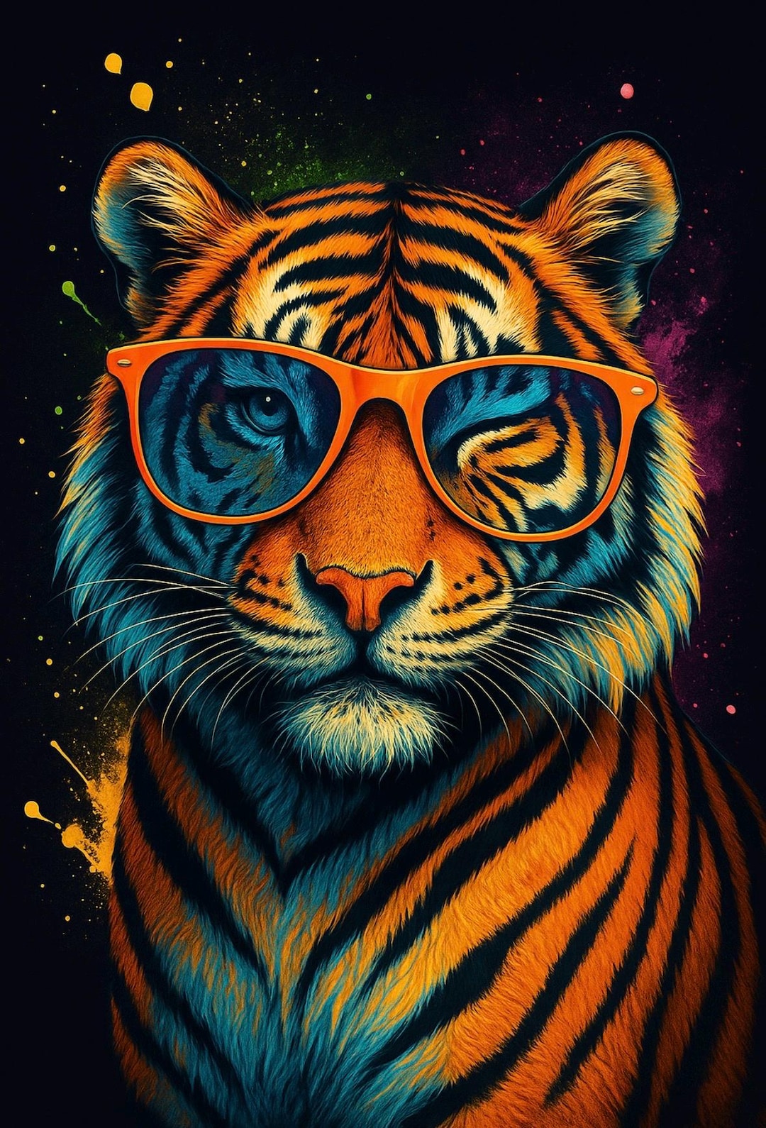 Winking Tiger in Sunglasses – Vibrant Pop Art Printable Wall Decor - Etsy