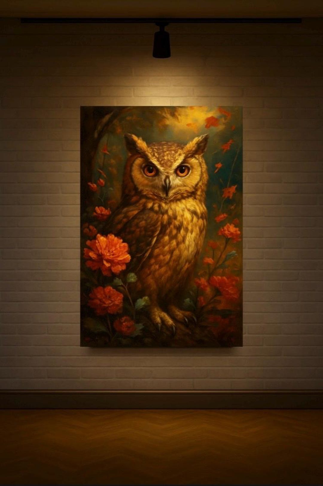 Autumn Owl Art Print – Realistic Fall Wildlife Painting for Rustic ...