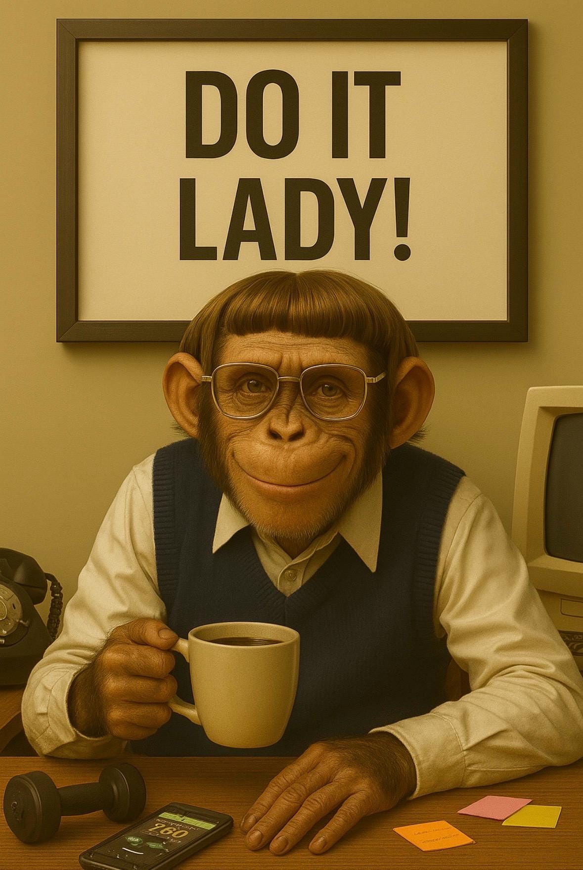 Funny Office Wall Art – Do It Lady Printable Retro (chit Chimp) Poster ...