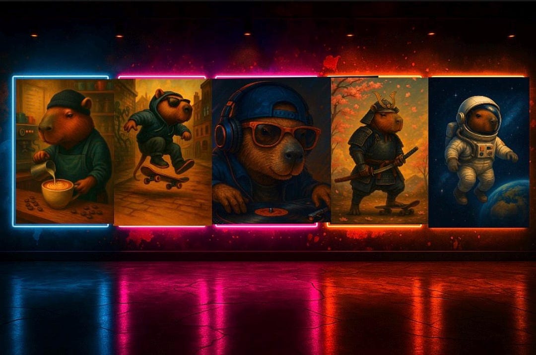 Capybara Crew – Vol. 2 | Funny Sporty & Quirky Capybara Wall Art Bundle ...