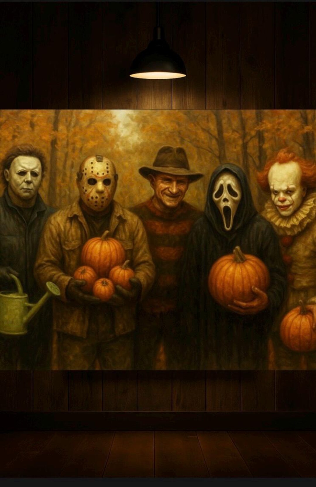 Fall Harvest Horror Crew – Funny Oil Painting Style Halloween Print ...