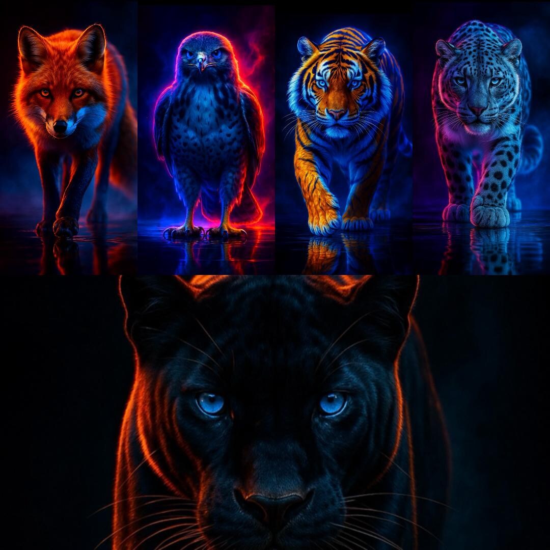 Predator Glow Pack – Vol. 1 | 5 Neon Animal Prints | Digital Wall Art ...