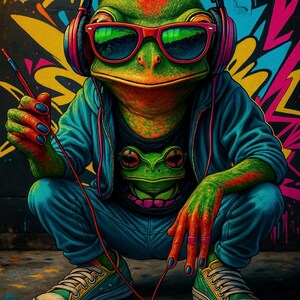 Street Vibes Graffiti Frog Wall Art | Hip Hop Urban Frog Printable ...