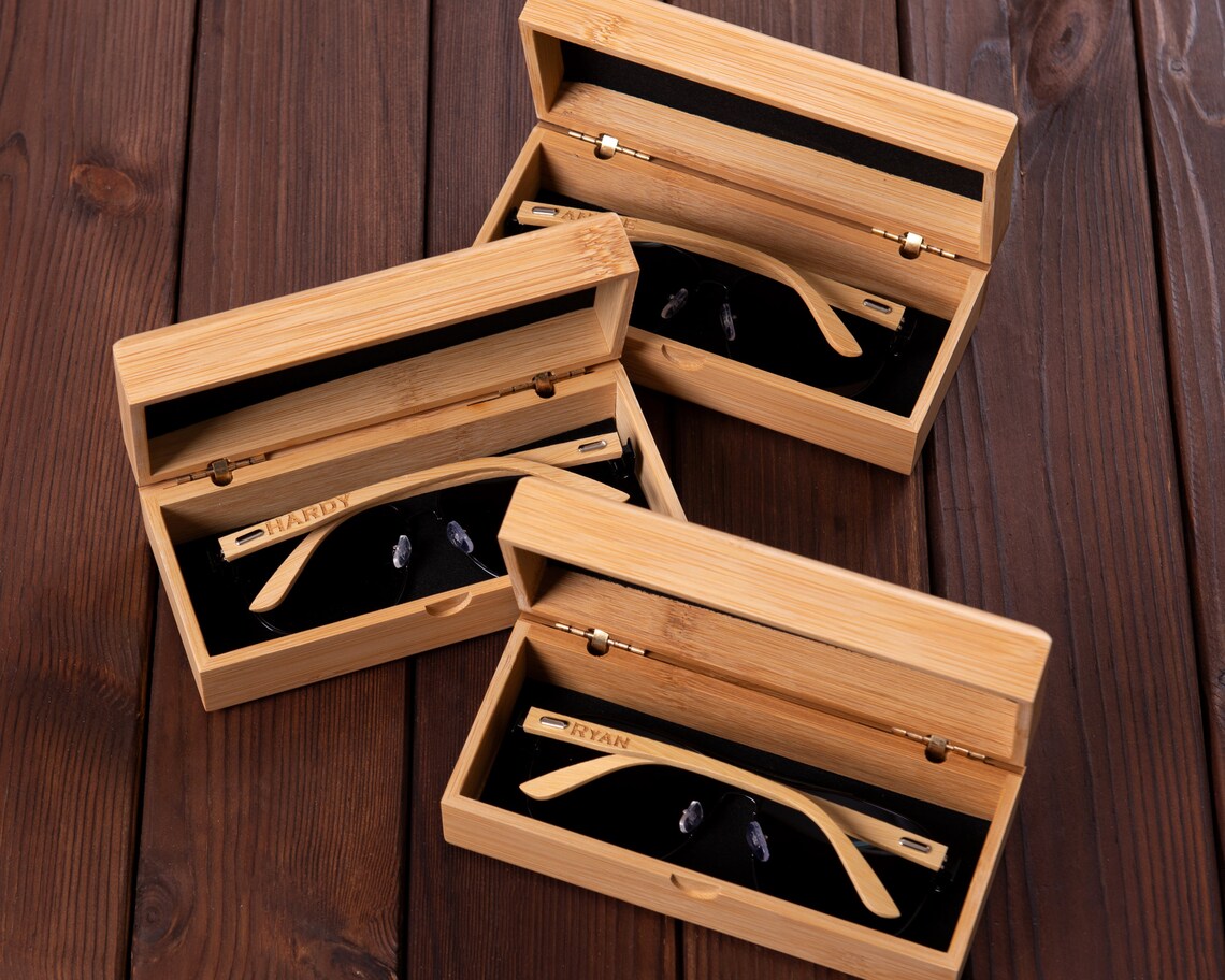 Personalized Sunglasses With Wooden Box Groomsmen Gifts - Etsy