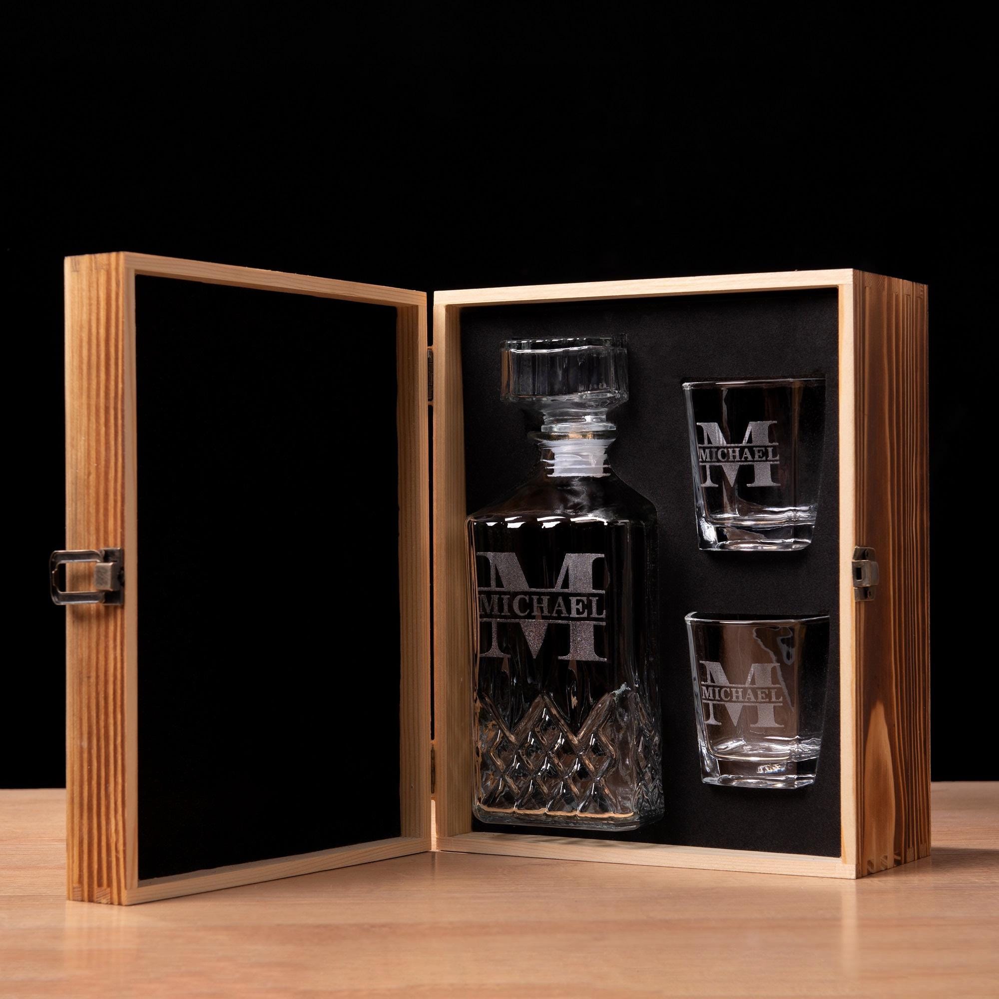 Personalized Decanter Set and Glasses With Gift Box, Custom Engraved ...