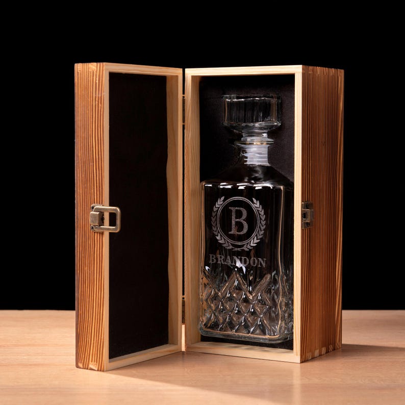 Personalized Decanter Set and Glasses With Gift Box, Custom Engraved ...