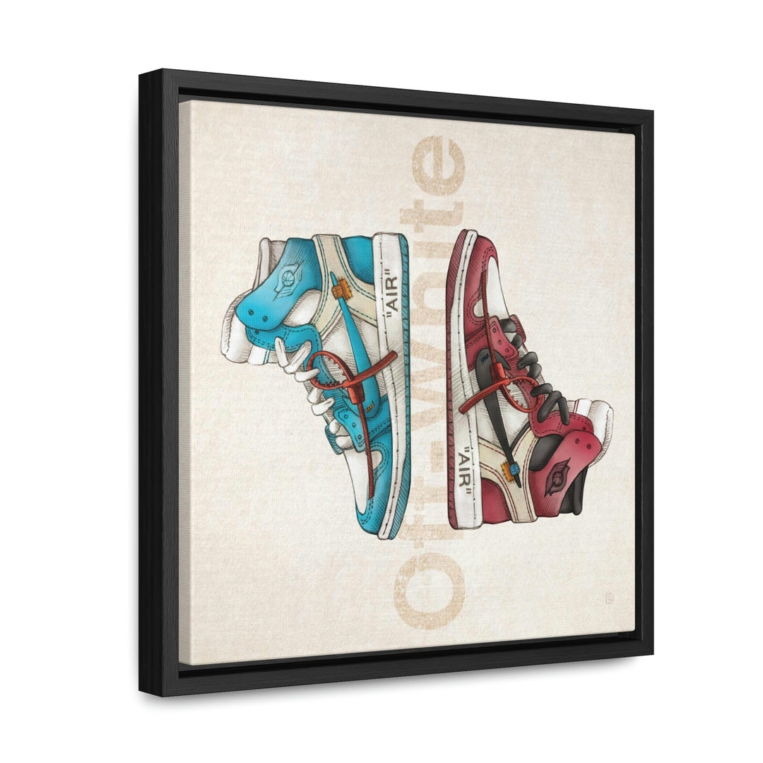 Air Jordan 1 Sneaker Shoes Canvas Wall Art, Hand-drawn Sneaker Art ...