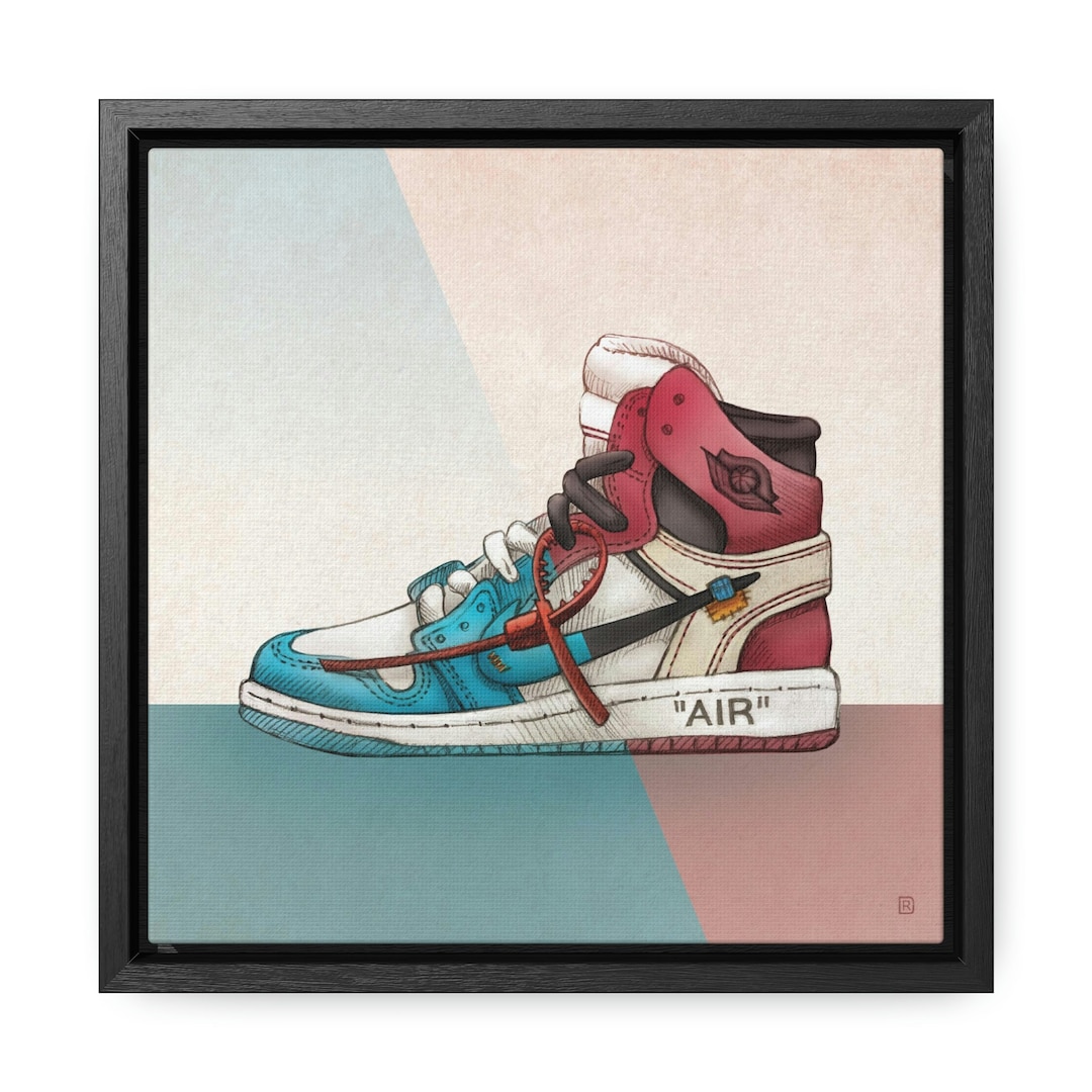 Jordan 1 Virgil Tribute Color Split Gallery Canvas Wraps, Square Frame ...