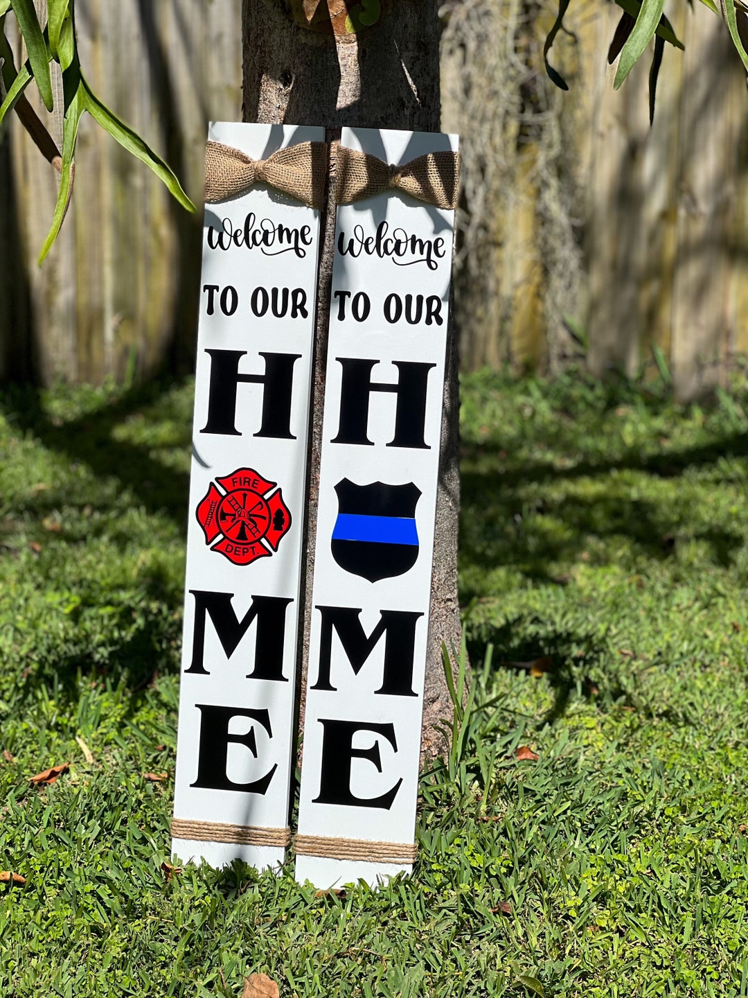 Police Firefighter Welcome Home Porch Sign| Law Enforcement |thin Blue ...