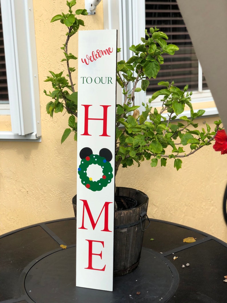 Mickey Christmas Welcome to Our Home Porch Sign Holiday/disney - Etsy