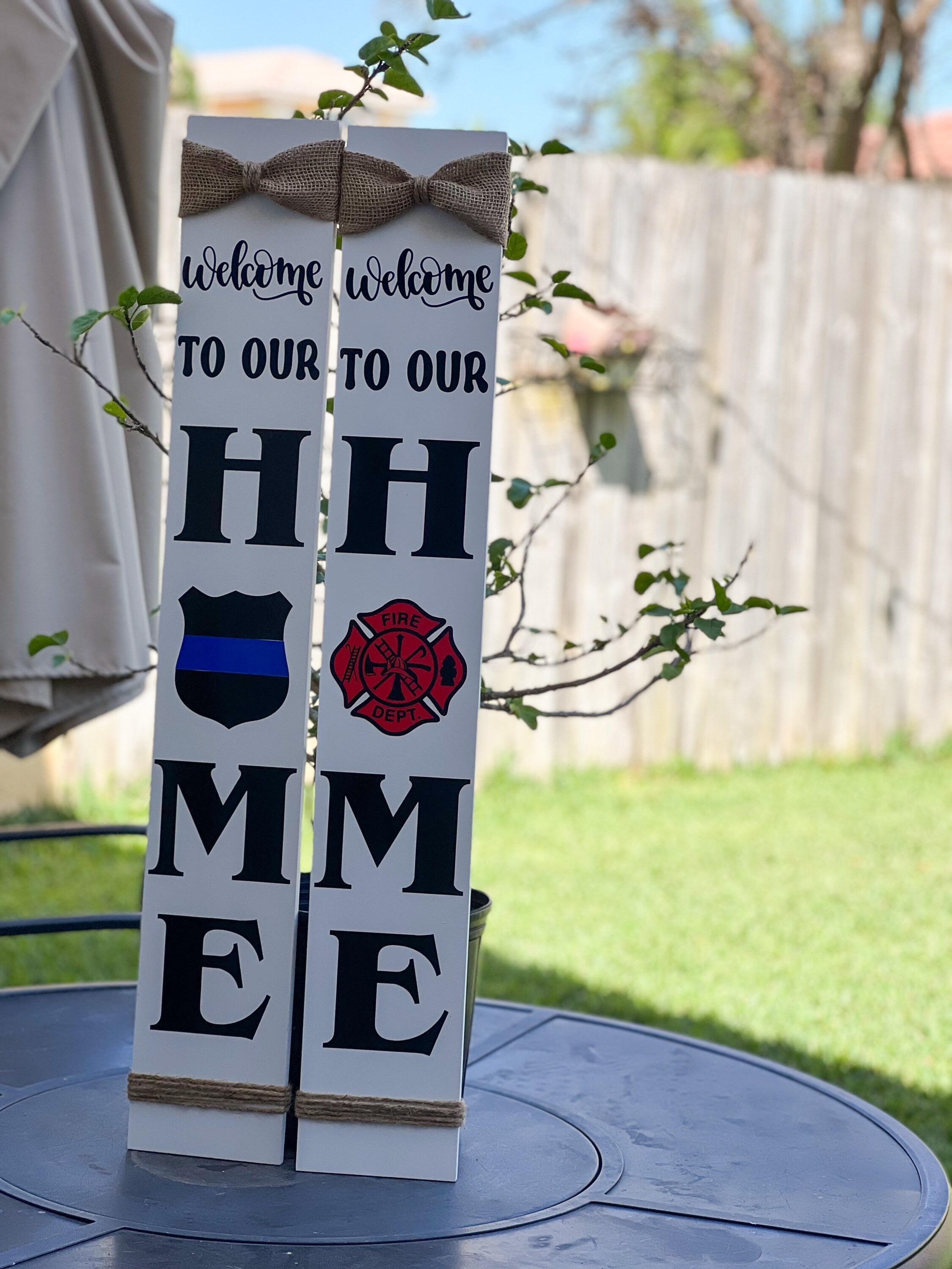 Police Firefighter Welcome Home Porch Sign Law Enforcement | Etsy