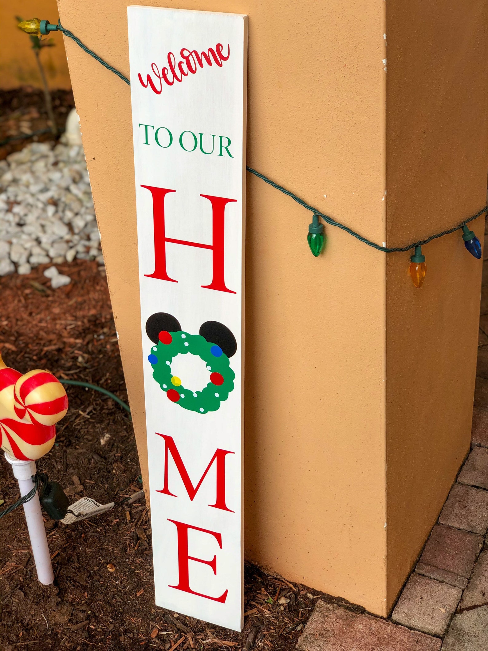 Mickey Christmas Welcome to Our Home Porch Sign Holiday/disney - Etsy