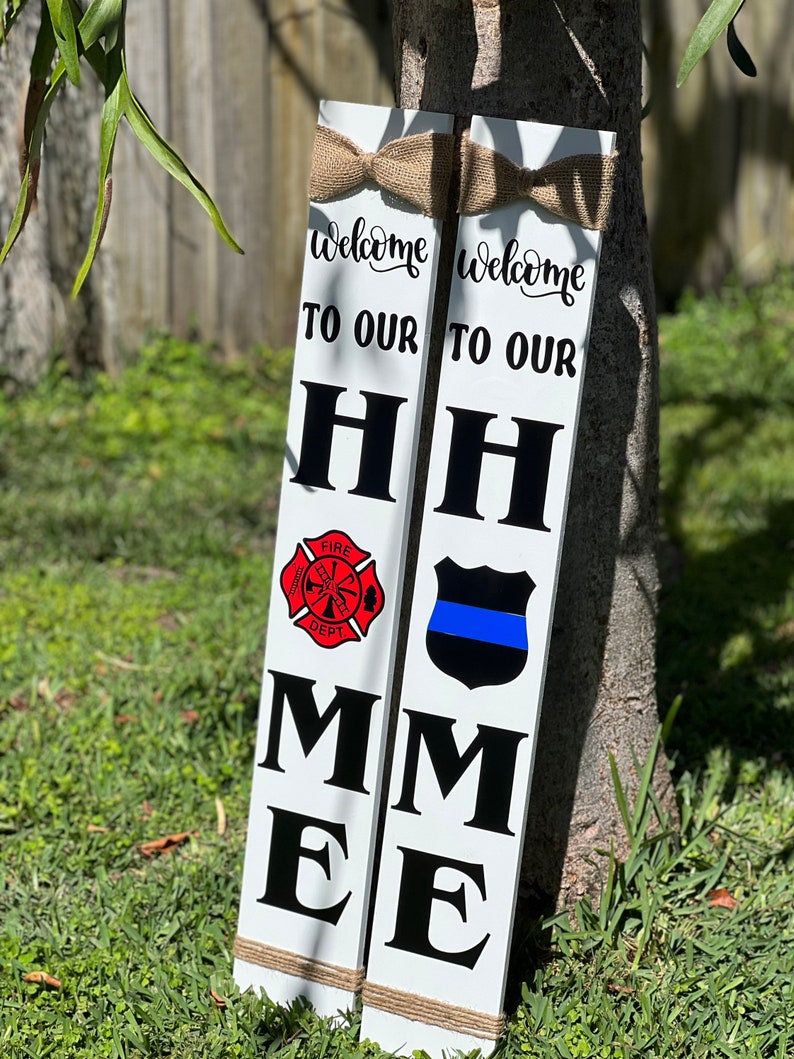 Police Firefighter Welcome Home Porch Sign Law Enforcement | Etsy