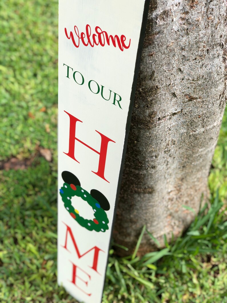 Mickey Christmas Welcome to Our Home Porch Sign Holiday/disney - Etsy