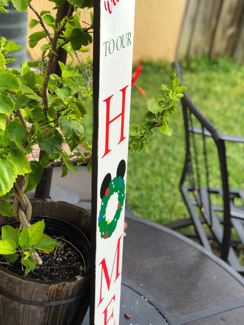 Mickey Christmas Welcome to Our Home Porch Sign Holiday/disney - Etsy