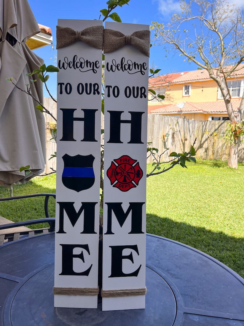 Police Firefighter Welcome Home Porch Sign Law Enforcement | Etsy