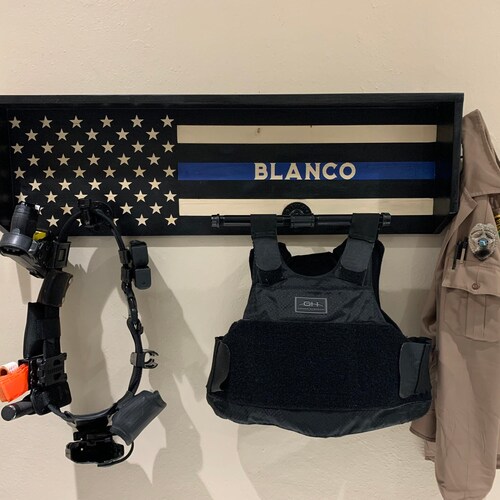 Engraved Personalized Police Gear Rack Thin Blue Line | Etsy