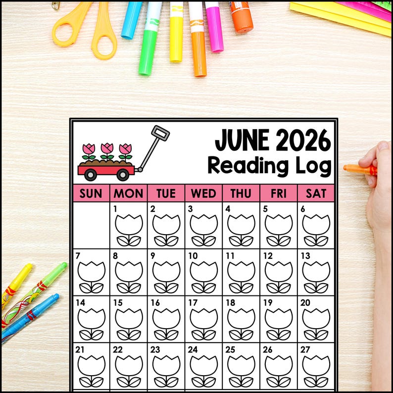 Reading Log for Kids Spring Coloring Pages 2026 Printable Calendar ...