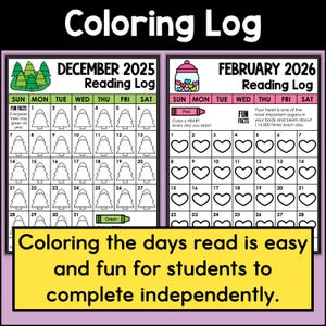 Reading Log for Kids Reading Chart Coloring Pages 2025-2026 Calendar - Etsy