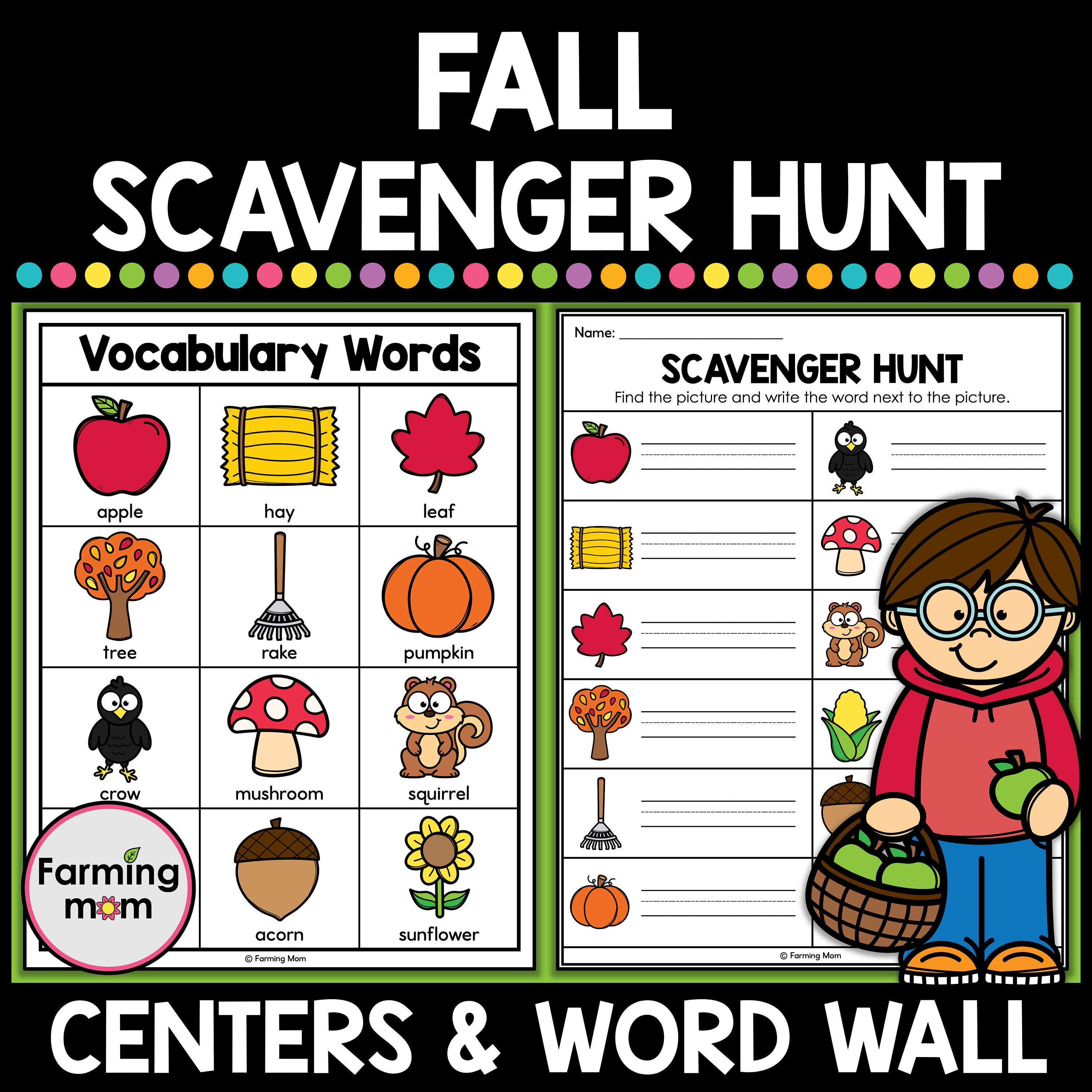 Fall Scavenger Hunt Printable Worksheets for Kids Fall Word Games Kids ...