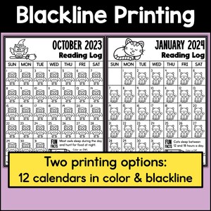 Reading Log for Kids Reading Chart Coloring Pages 2023-2024 - Etsy