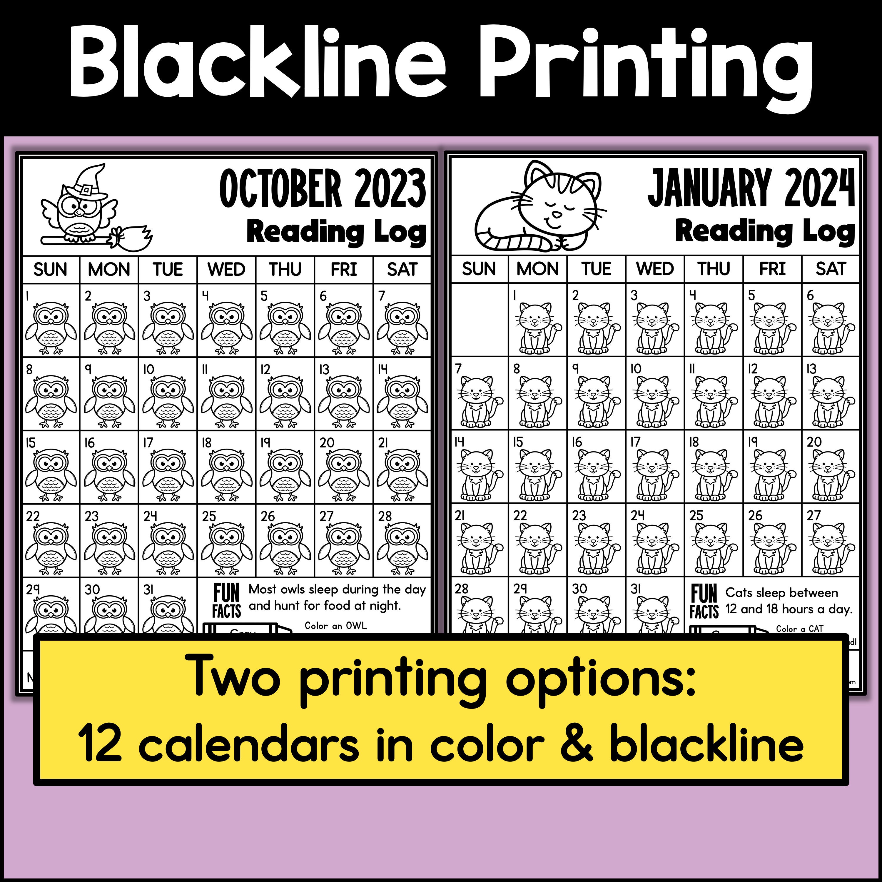 Reading Log for Kids Reading Chart Coloring Pages 2023-2024 - Etsy