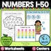 Counting to 50 Kids Worksheets Numbers 1-50 Math Centers Printable ...