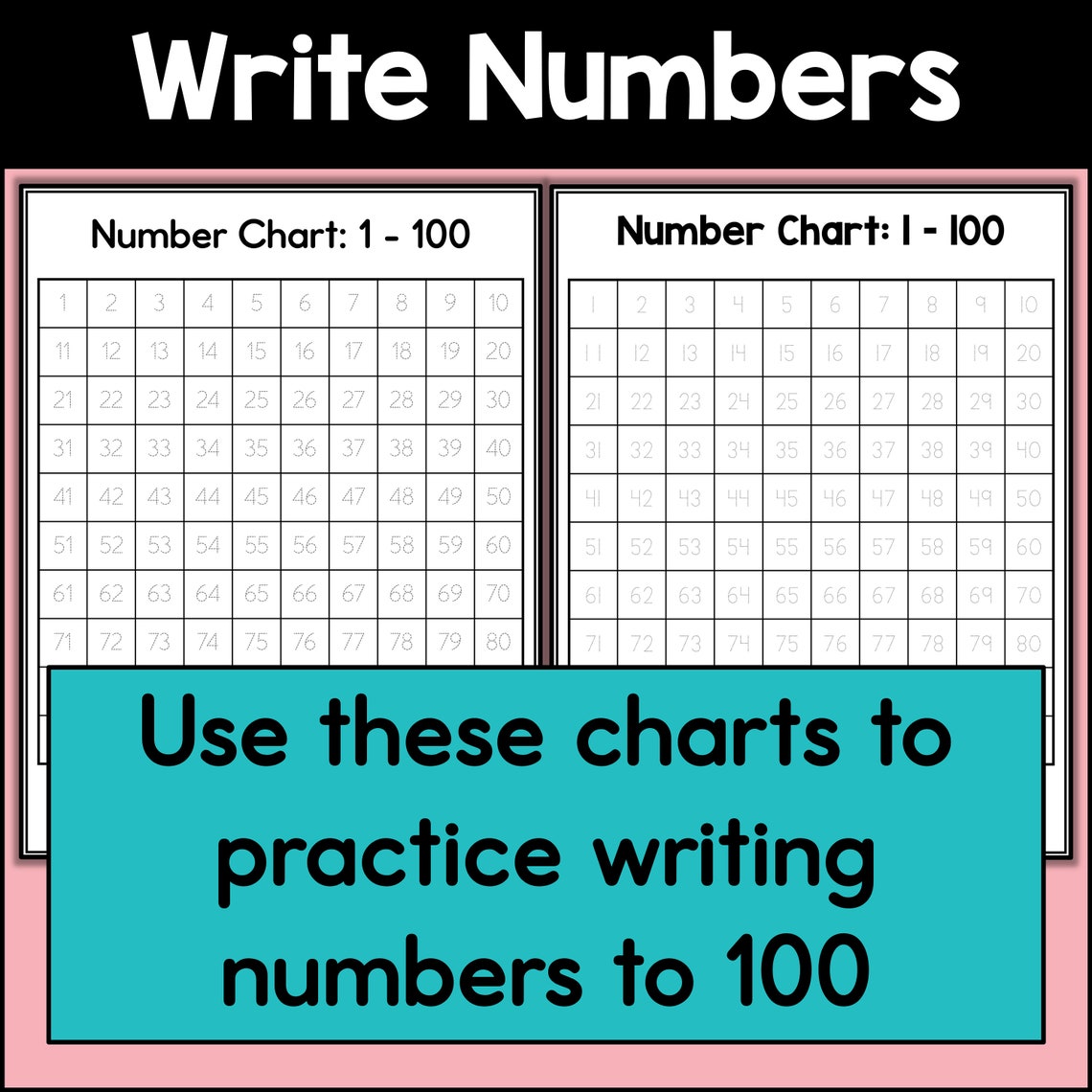 Number Flashcards Printable Tracing Numbers 1-100 Chart for Kids ...