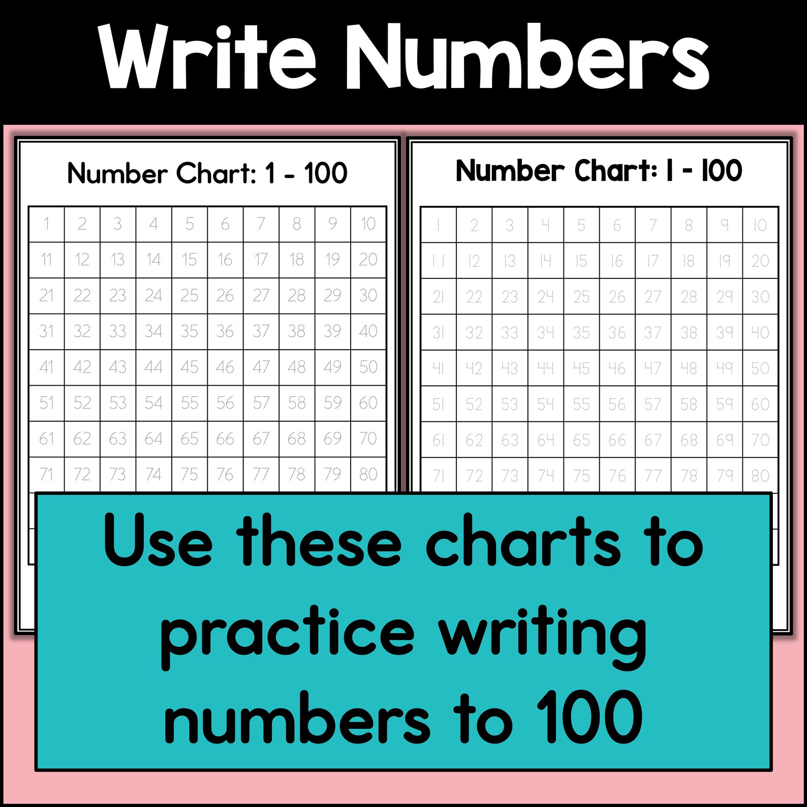 Number Flashcards Printable Tracing Numbers 1-100 Chart for Kids ...