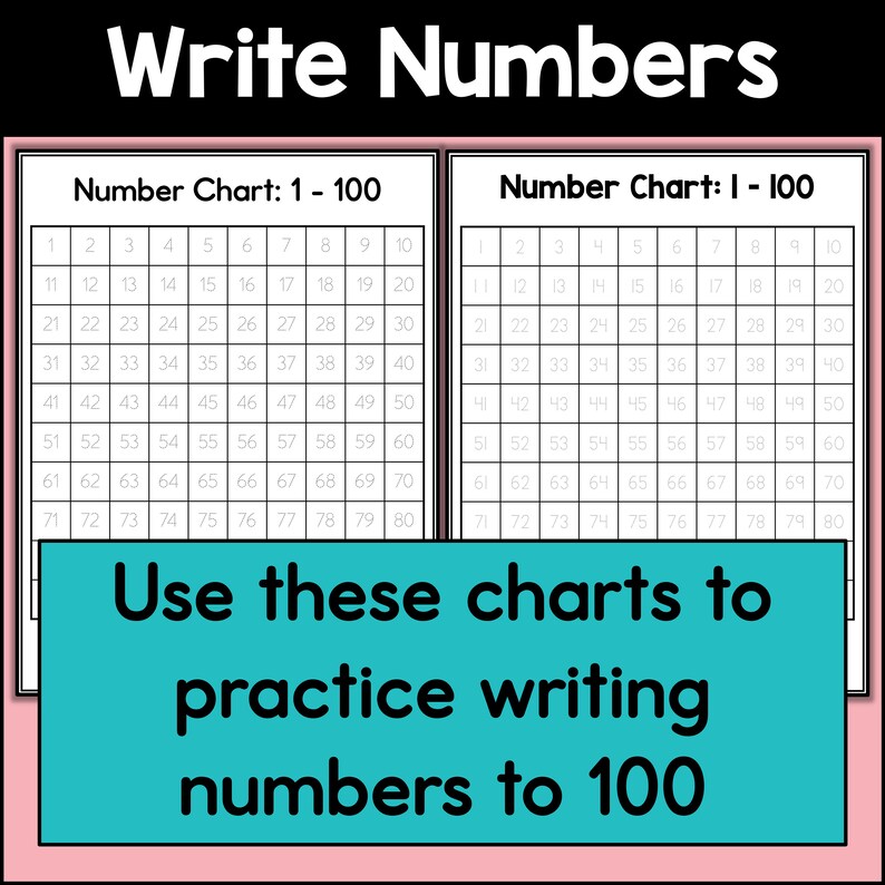 Number Flashcards Printable Tracing Numbers 1-100 Chart for Kids ...