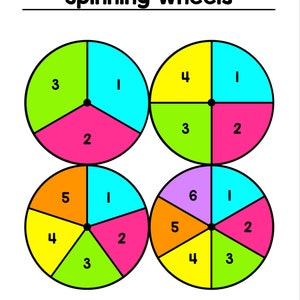 Spinner Wheels Printable Game Board Spinners | Etsy
