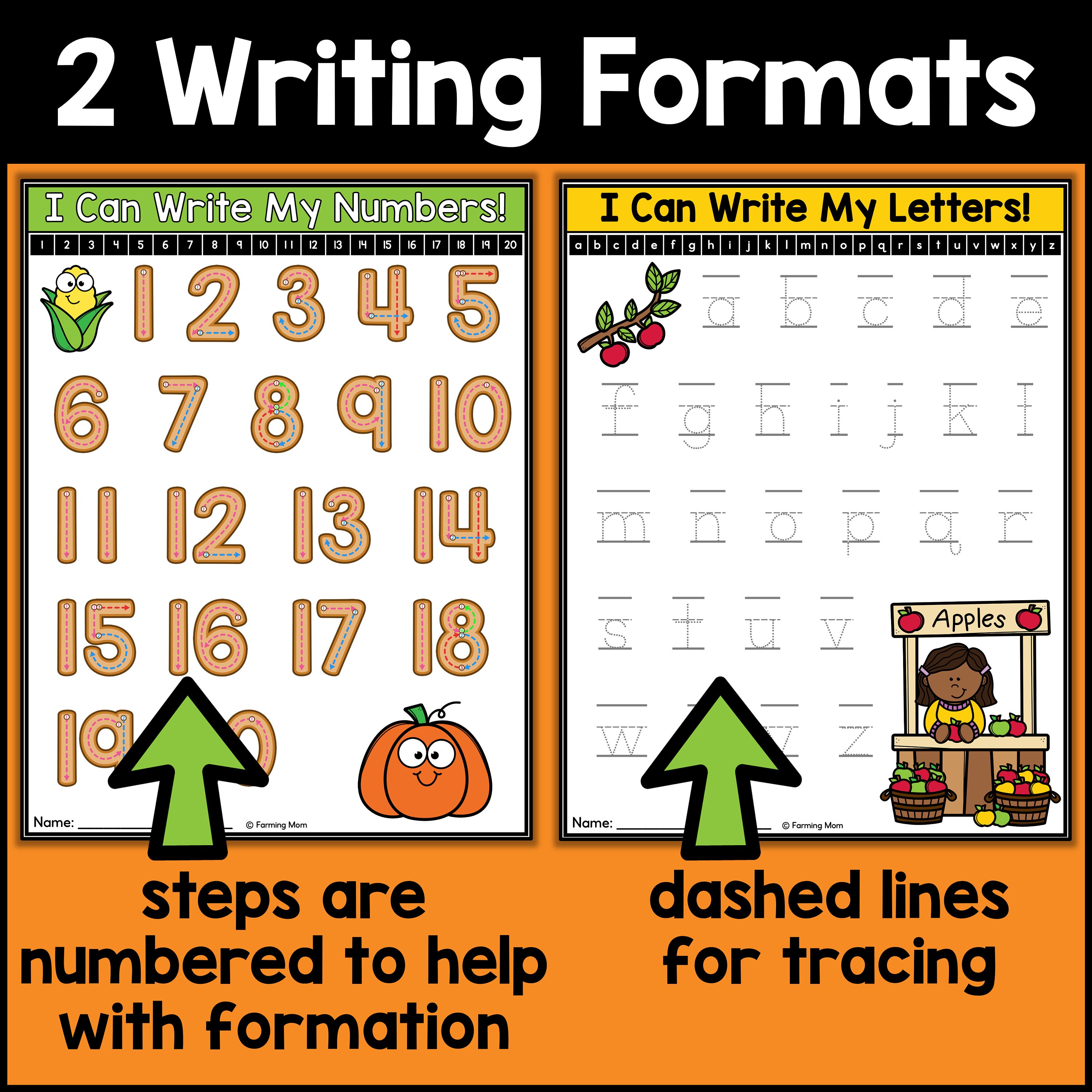 Fall Tracing Numbers Worksheet and Alphabet Coloring Pages for Kids ...