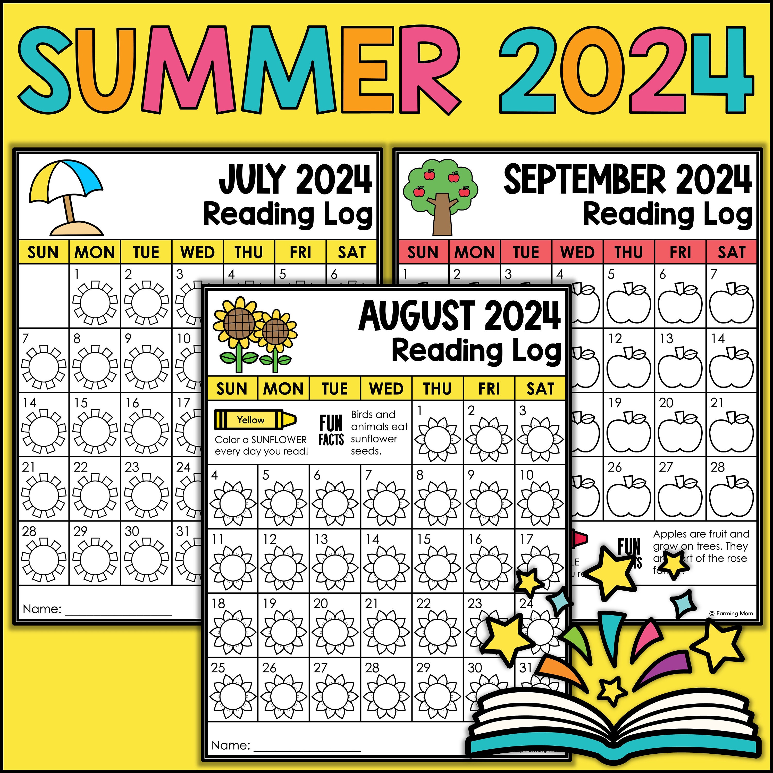 Summer Reading Chart July 2024 Calendar Printable Coloring Pages ...